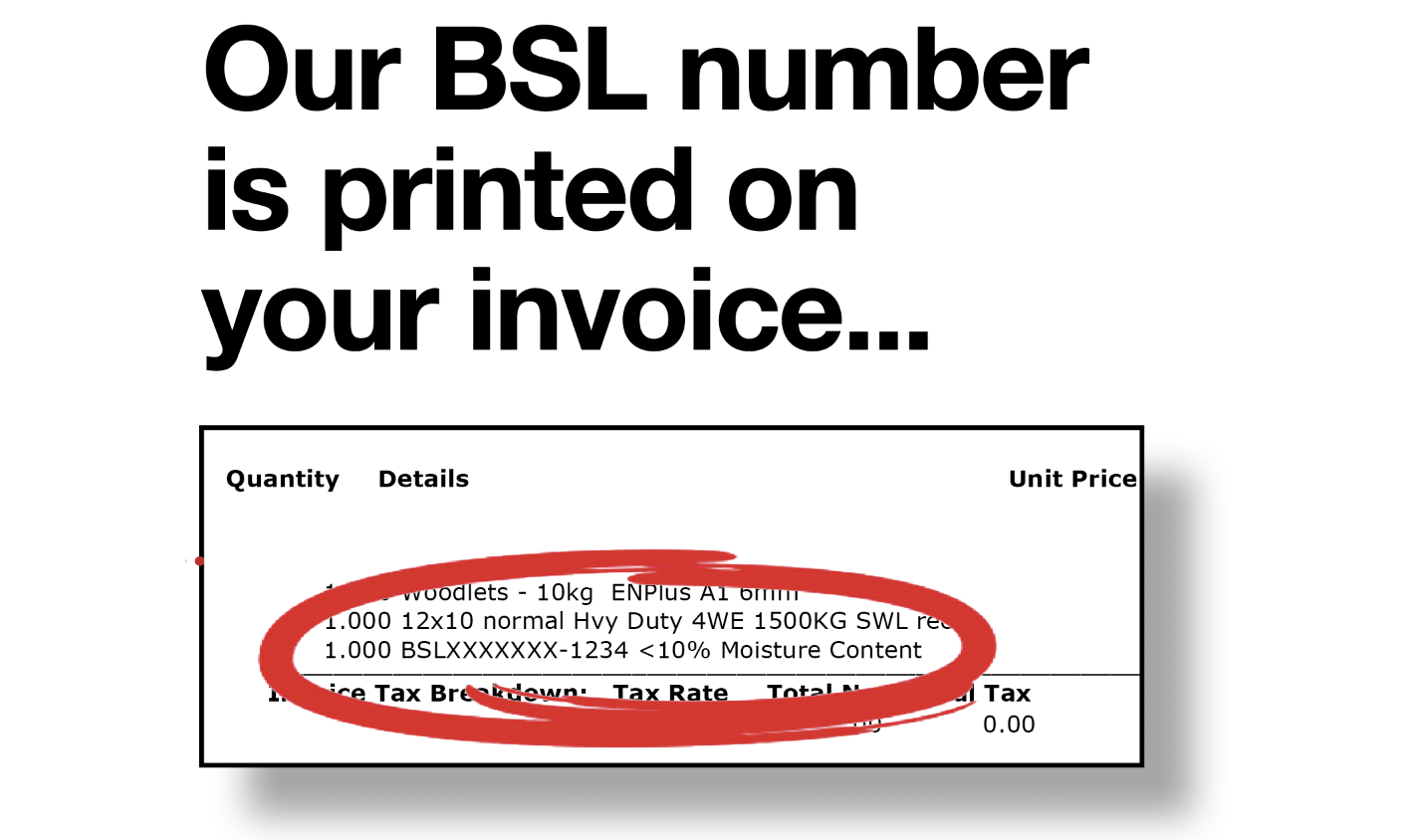 Where to find our BSL number - Woodlets